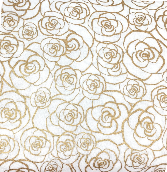 Metallic Gold Roses Fabric Gold Flowers Gold Rose Outline | Etsy