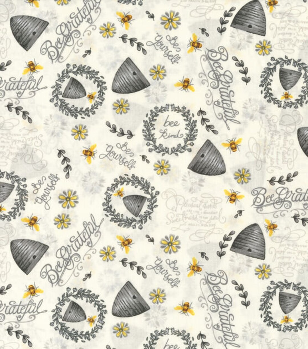 Hi Fashion Bee Hives and Sunflowers White Premium Print 100% Cotton ...