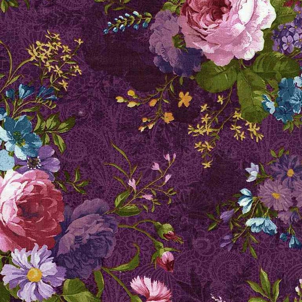 Purple Floral Fabric - Etsy