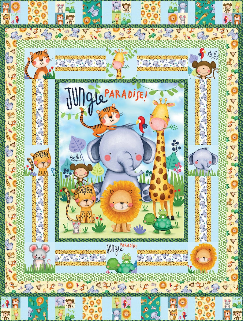 Jungle Paradise Collection 36" Panel 22" Blocks With Coordinates From ...