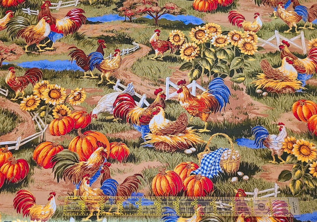 Down on the Farm From VIP BY CRANSTON Metallic Farm Fabric Quilting ...
