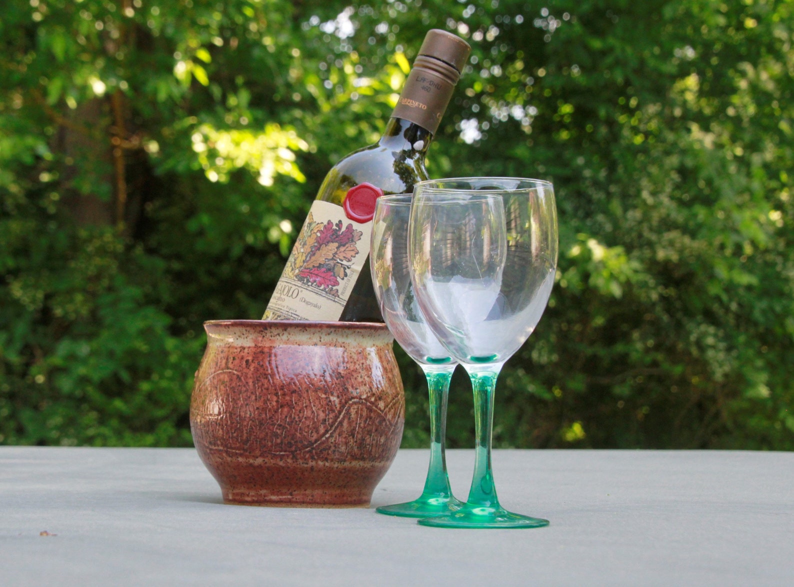 Ceramic Cream Rust Bowl Planter Wine Chiller - Etsy