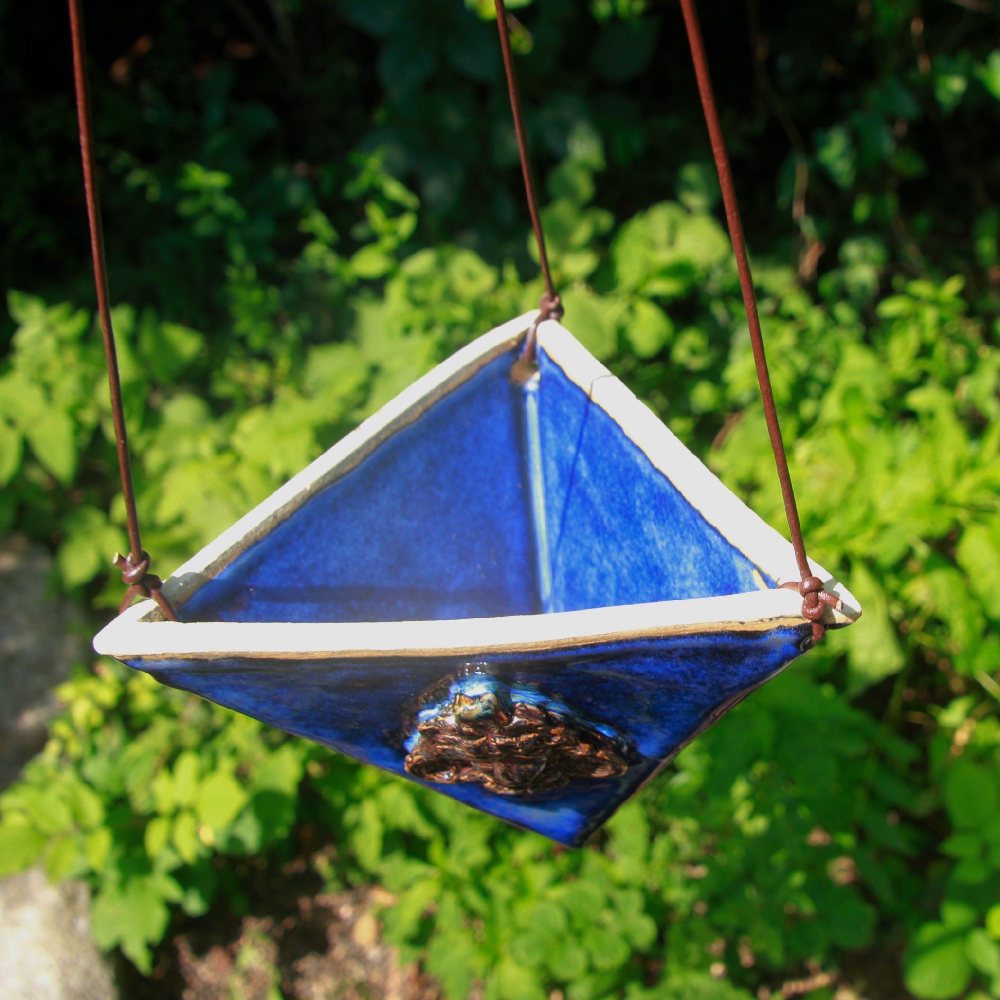 Hanging Ceramic Pottery Pyramid Planter Deep Blue With Goddess - Etsy