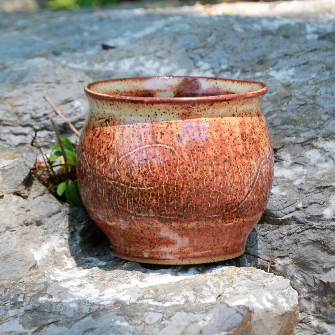 Ceramic Cream Rust Bowl Planter Wine Chiller - Etsy