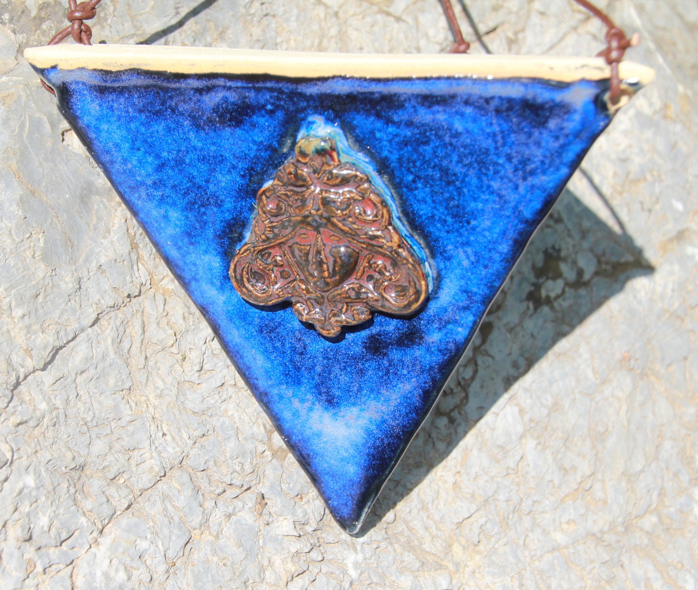 Hanging Ceramic Pottery Pyramid Planter Deep Blue With Goddess - Etsy