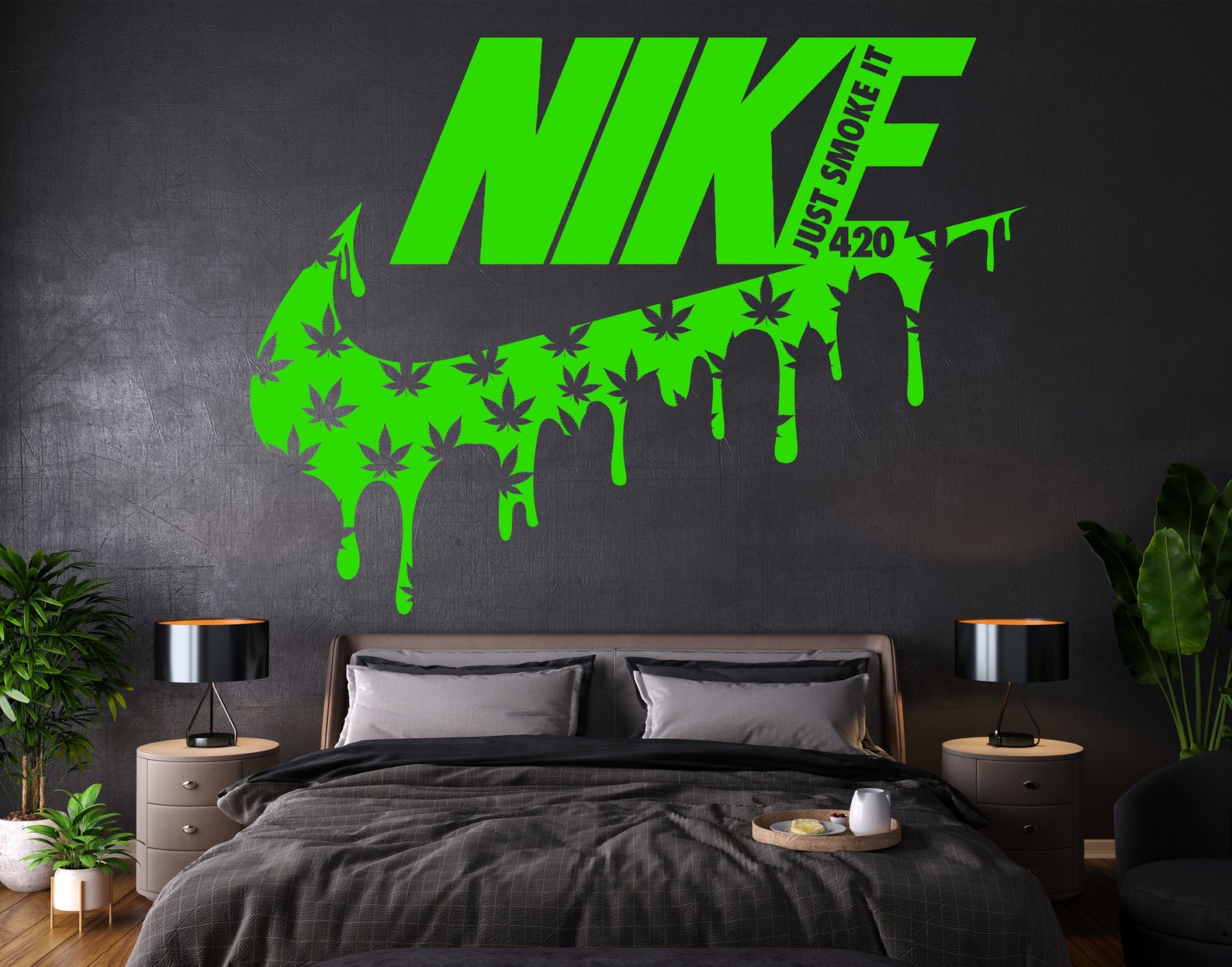 Nike Swoosh DRIP Weed Just Smoke It 420 Marijuana Wall Decal | Etsy