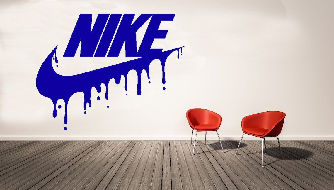 Nike swoosh drip logo wall decal huge for bedroom gym | Etsy