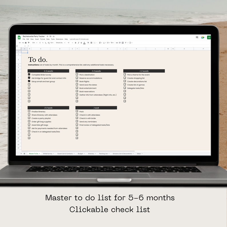 Bachelorette Party Spreadsheet & Tracker. Digital Download for Excel ...