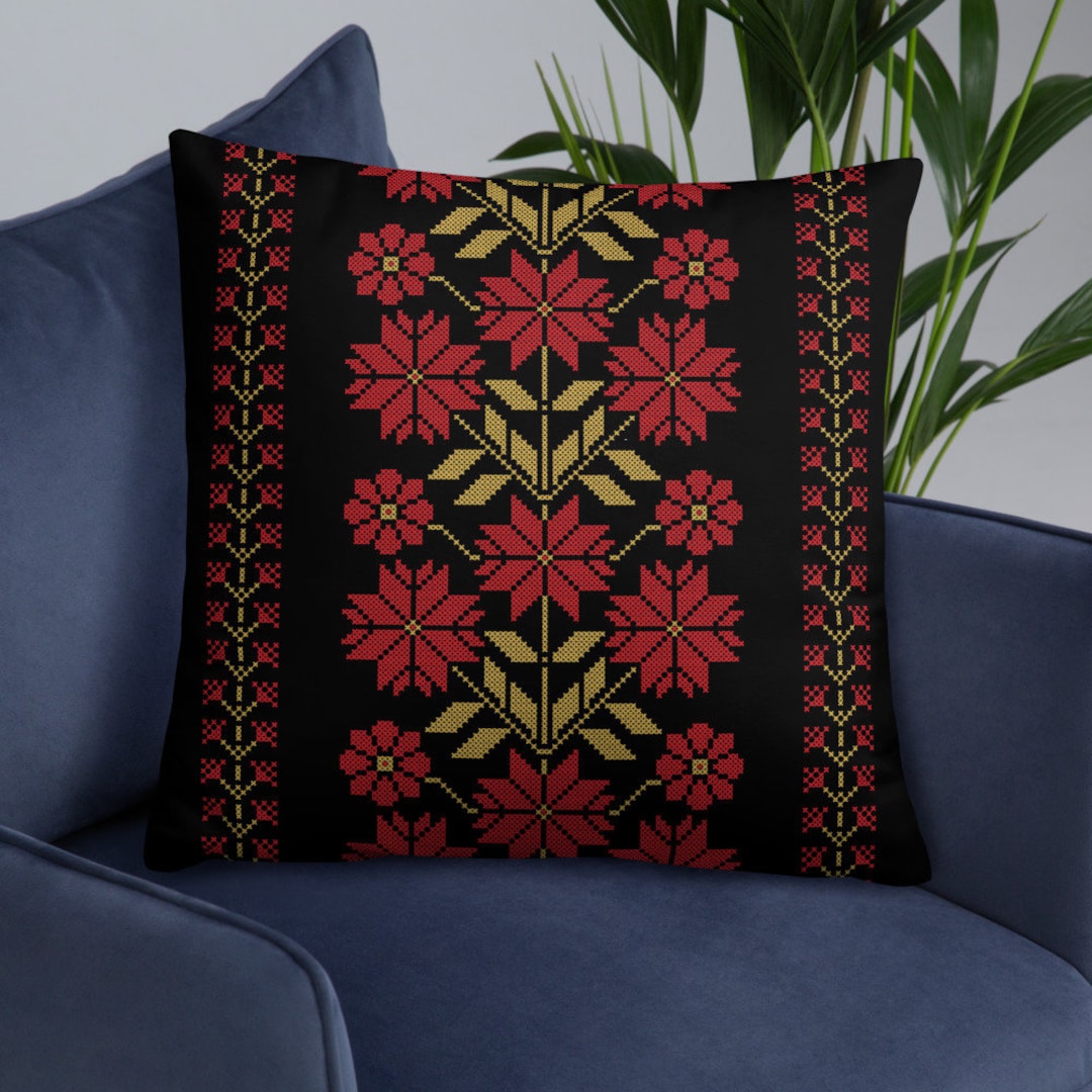 Palestinian Embroidery Flowers Design Decorative Pillow - Palestine ...