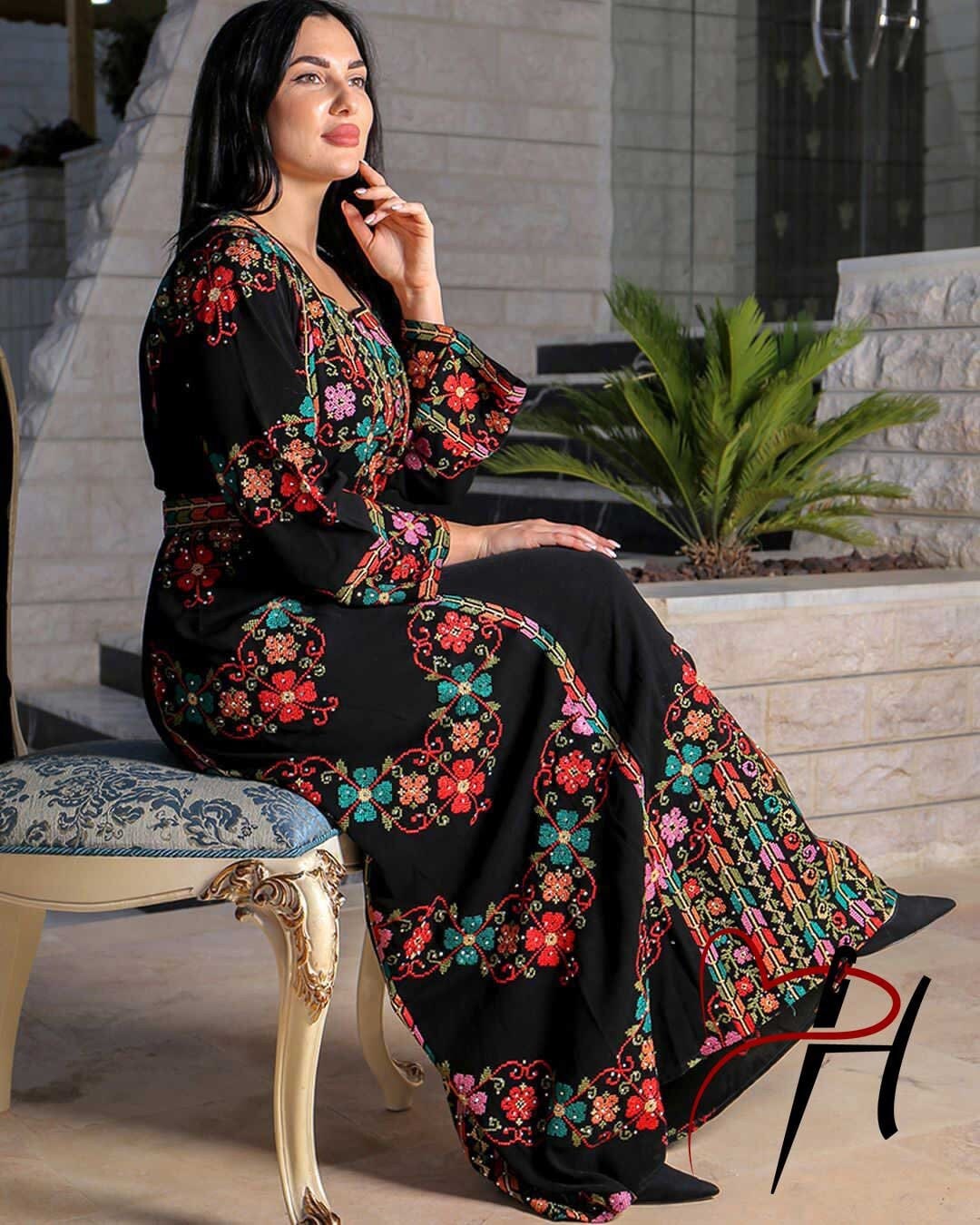 Floria Palestinian Jordanian Embroidered New Design Abaya Maxi Dress ...