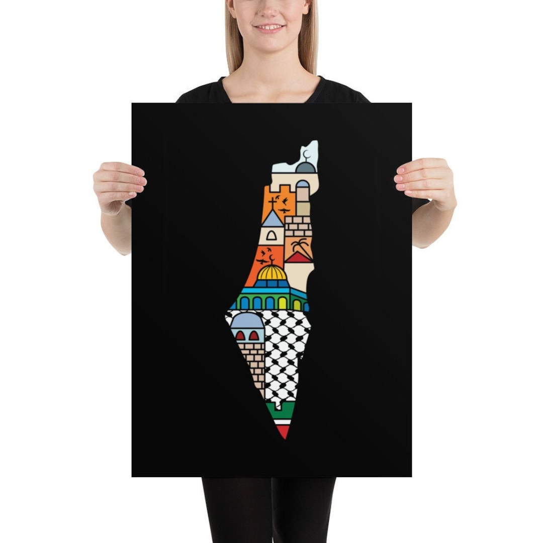 I Love Palestine My Homeland Middle Eastern Wall Art Palestinian Map ...