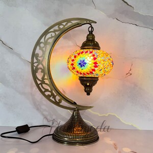 Mosaic Moon Crescent Table Desk Lamp Personalized Home Decor Gift ...