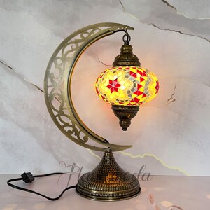 Handmade Turkish Mosaic Crescent Lamp Personalized Vintage Moroccan ...