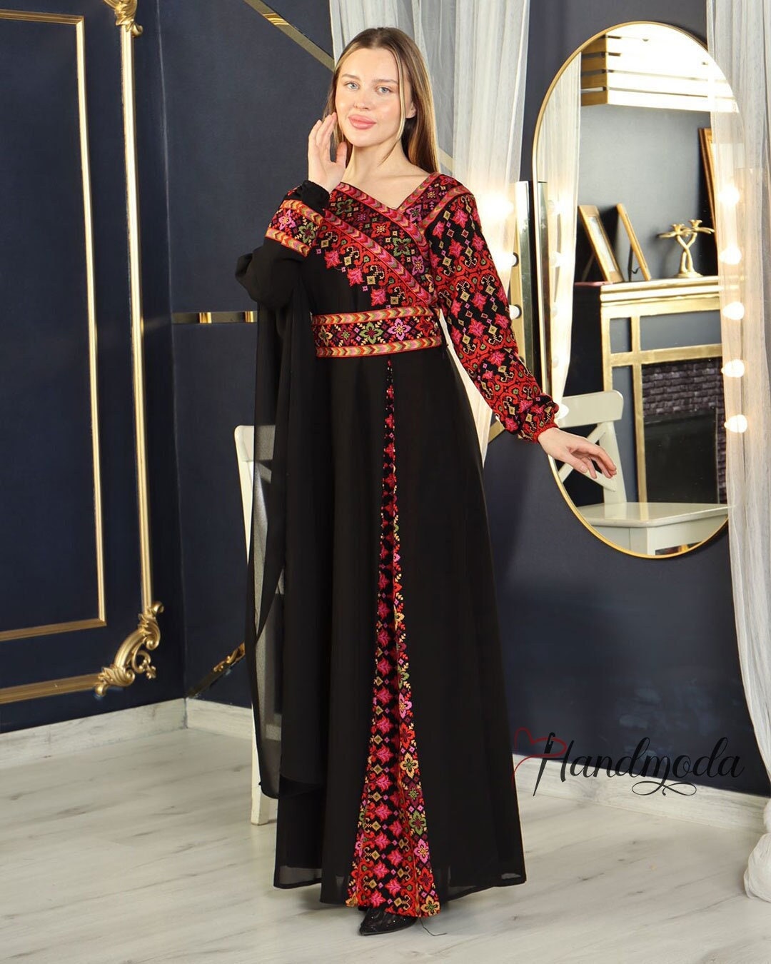 Lamyaa New Design Palestinian Jordanian Tatreez Thobe Embroidered ...