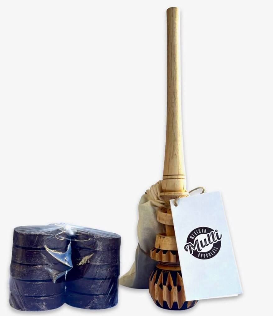 Mulli Mexican Chocolate Imported From Oaxaca 500 Gr 17.6 Oz and Wooden ...