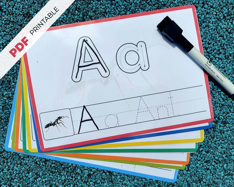 Printable tracing alphabet Alphabet flashcards Learning | Etsy
