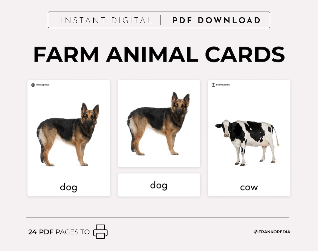 Farm Animals Montessori 3 Part Cards Printable Kids Activity - Etsy ...