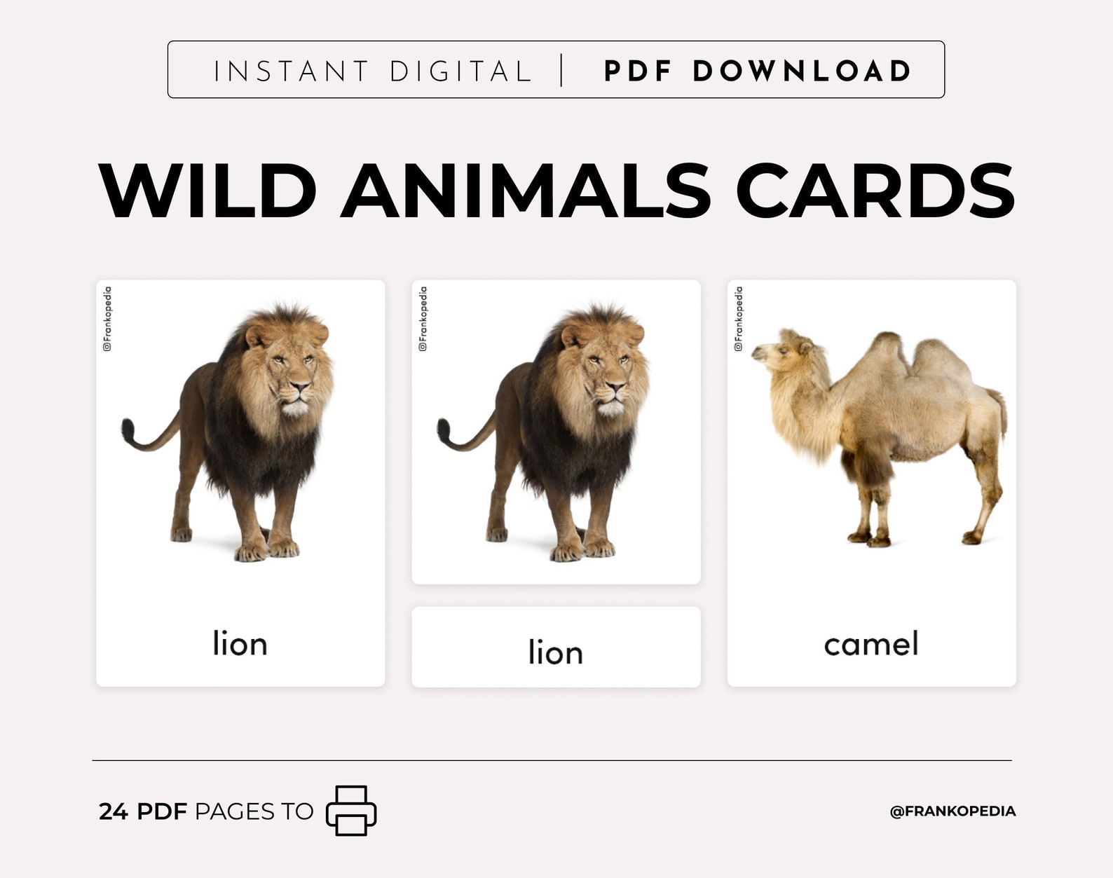 Wild Animals Montessori 3 Part Cards Digital PDF Printable - Etsy UK