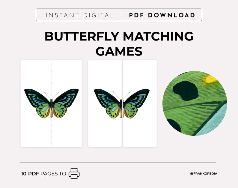 Butterfly Matching Activity Montessori Flashcards Toddler Pattern ...