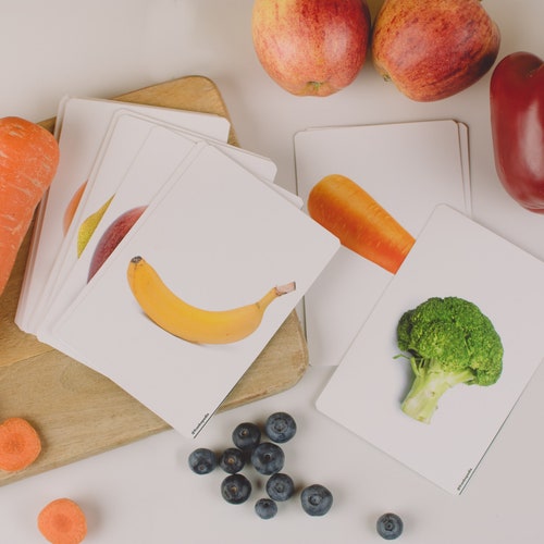 Vegetable & Fruit Cards Montessori Matching Flash Cards - Etsy