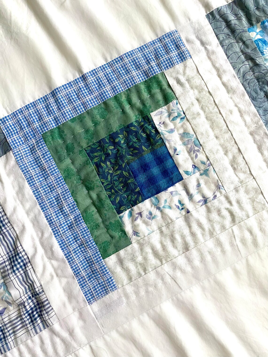 Handmade Patchwork Cotton Twin Size Quilt Summer Plaid Blue - Etsy