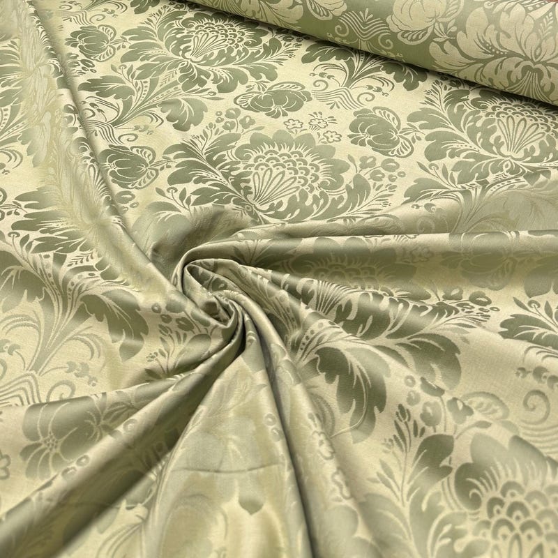 White Silk Damask Curtain - Etsy
