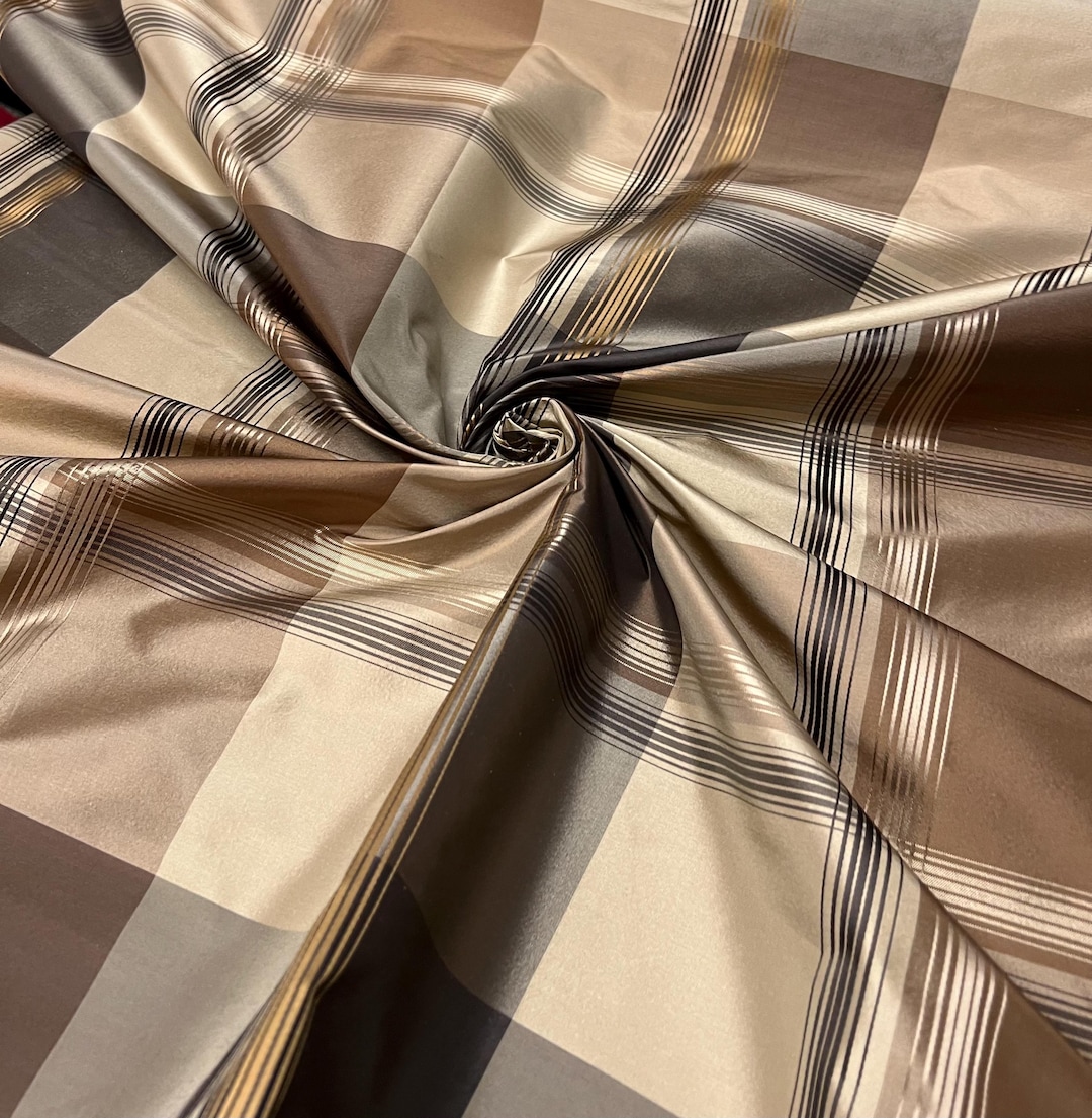 Copper Brown Plaid Silk Taffeta Fabric - Sold by the Yard - Etsy