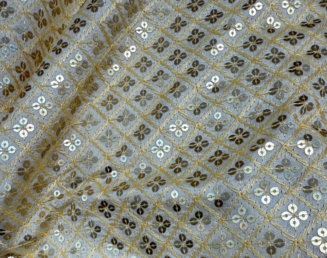 Fabric: Silk Shangtun Gold Sequin - 44" Wide - Etsy