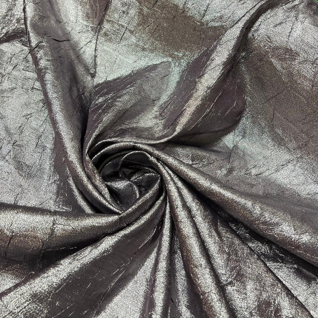 Poly Viscose Matalic Crushed Taffeta 45” Wide. Beautiful Black Silver ...