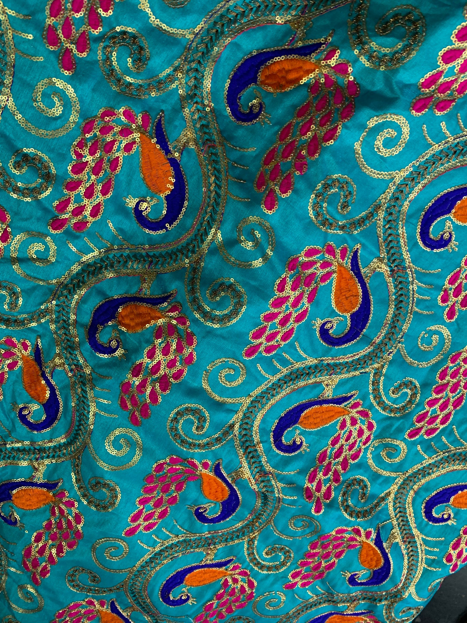 Beautiful Multi Colored Embroidered Poly Silk Shantung - Etsy