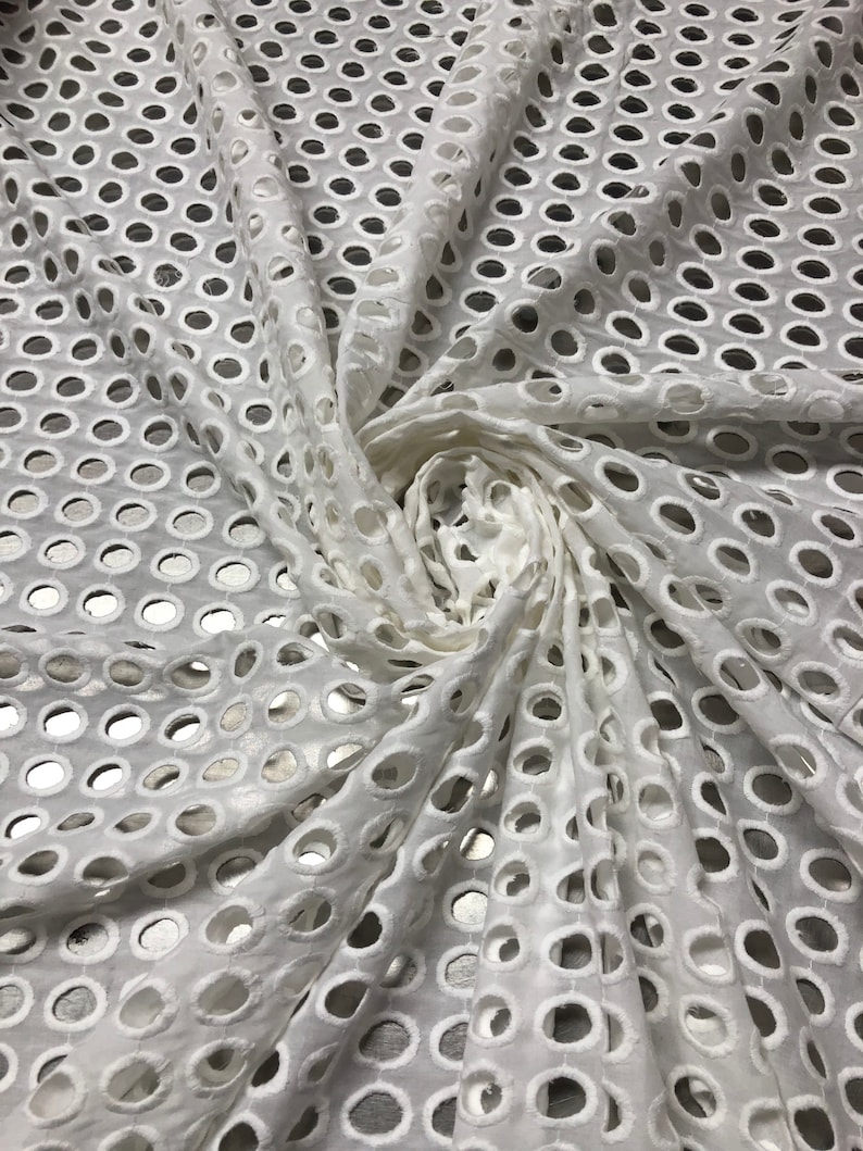 Fabric: White Cotton Eyelet Embroidered 54" Wide - Etsy