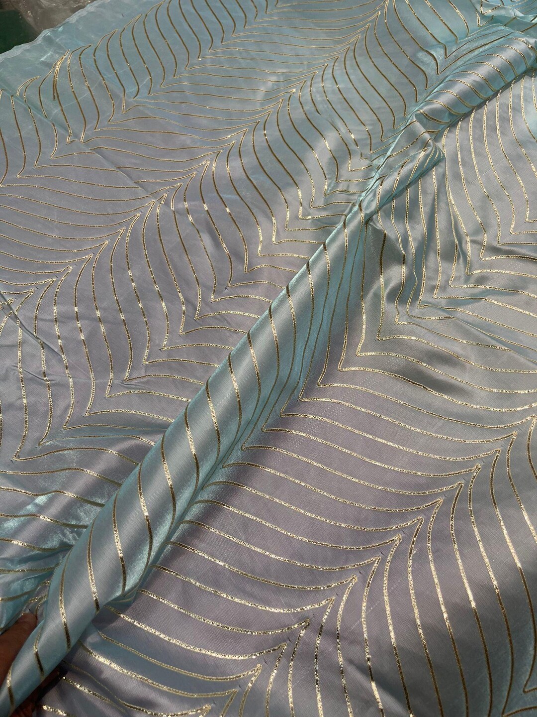 Fabric: Metallic Gold Striped Silk 44" Wide - Etsy