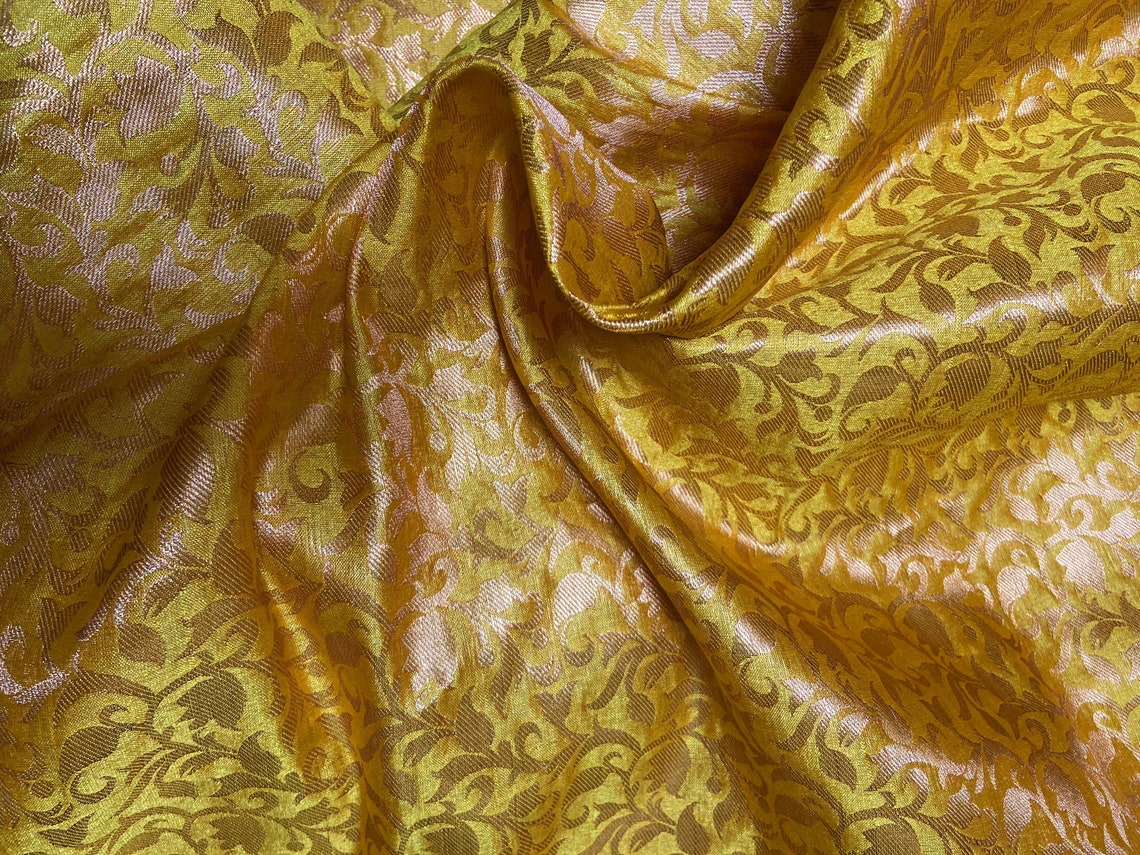 Fabric: Yellow Gold Brocade, 45” Wide Sold by the Yard - Etsy