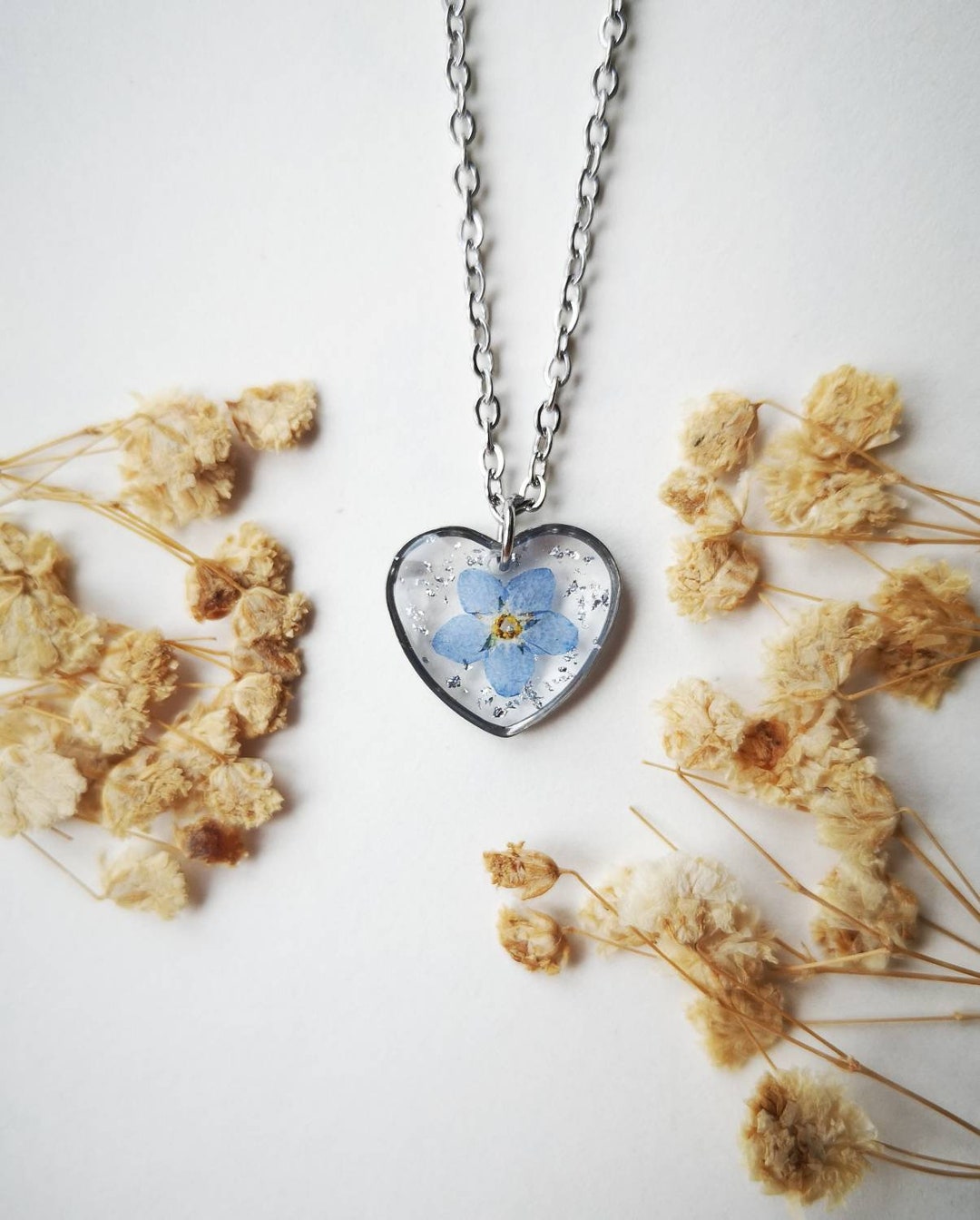 Forget Me Not Necklace,dainty Forget Me Not Jewelry, Real Flower ...