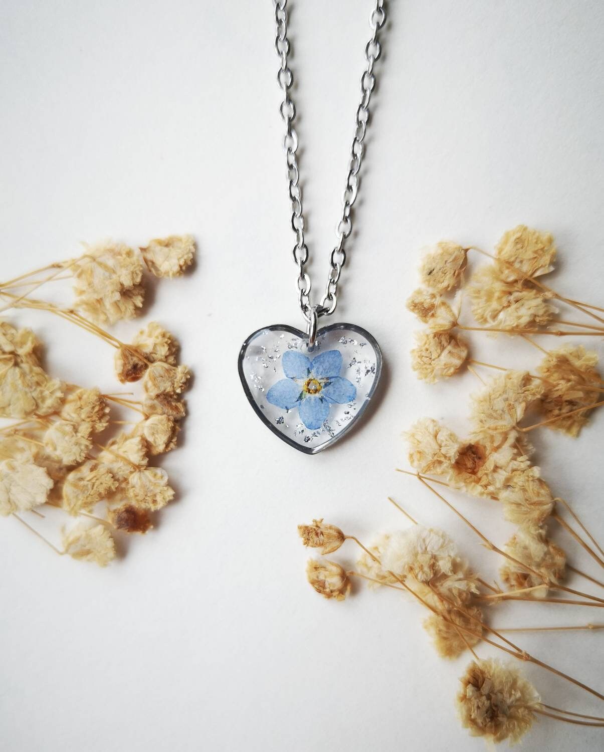 Forget Me Not Necklacedainty Forget Me Not Jewelry Real - Etsy