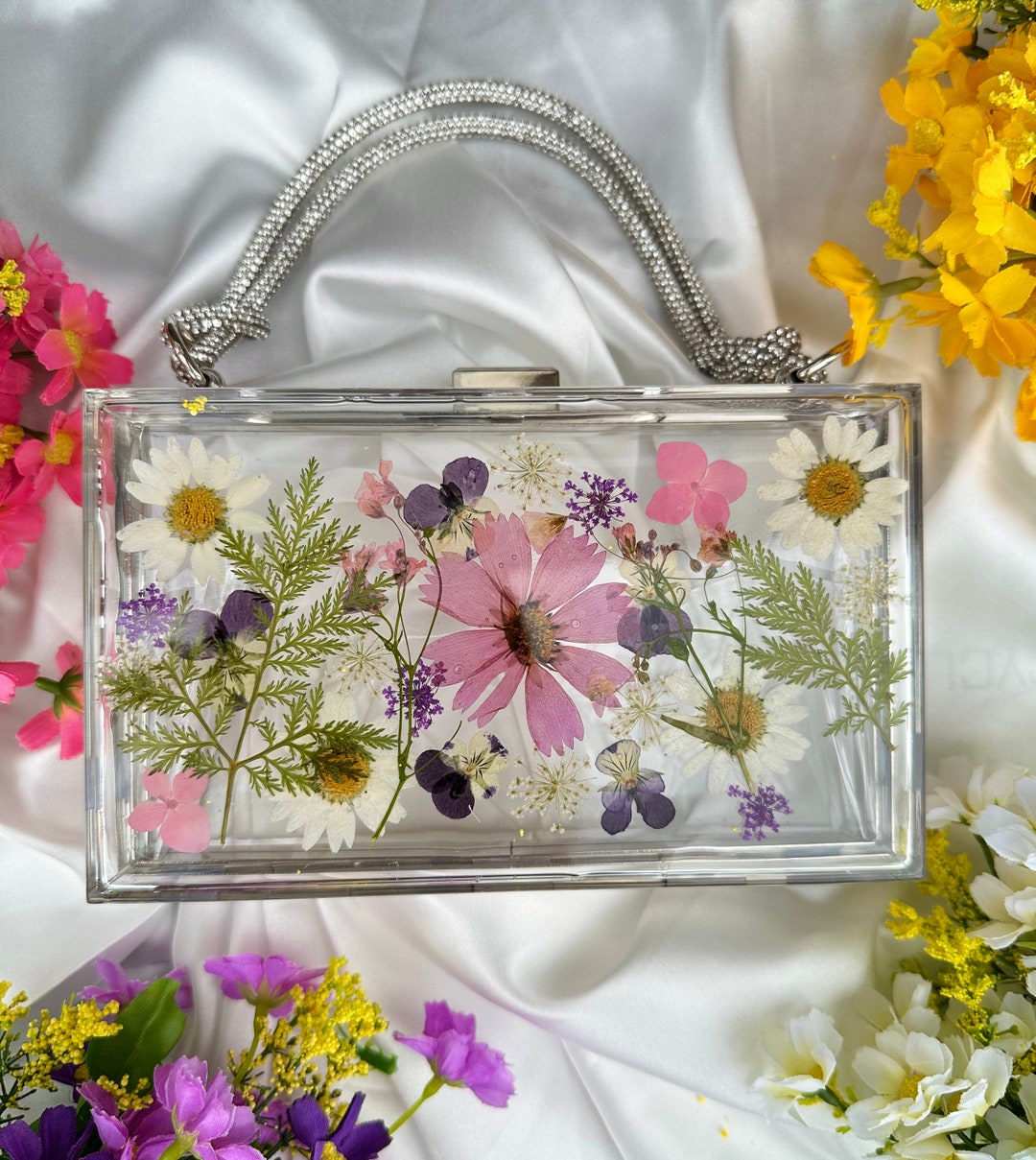 Real Flower Clutch Bag,evening Purse, Summer Wedding, Garden Party ...