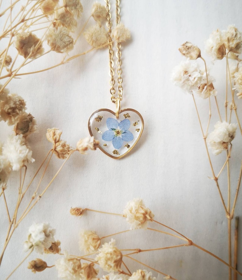 Forget Me Not Necklacedainty Forget Me Not Jewelry Real | Etsy UK