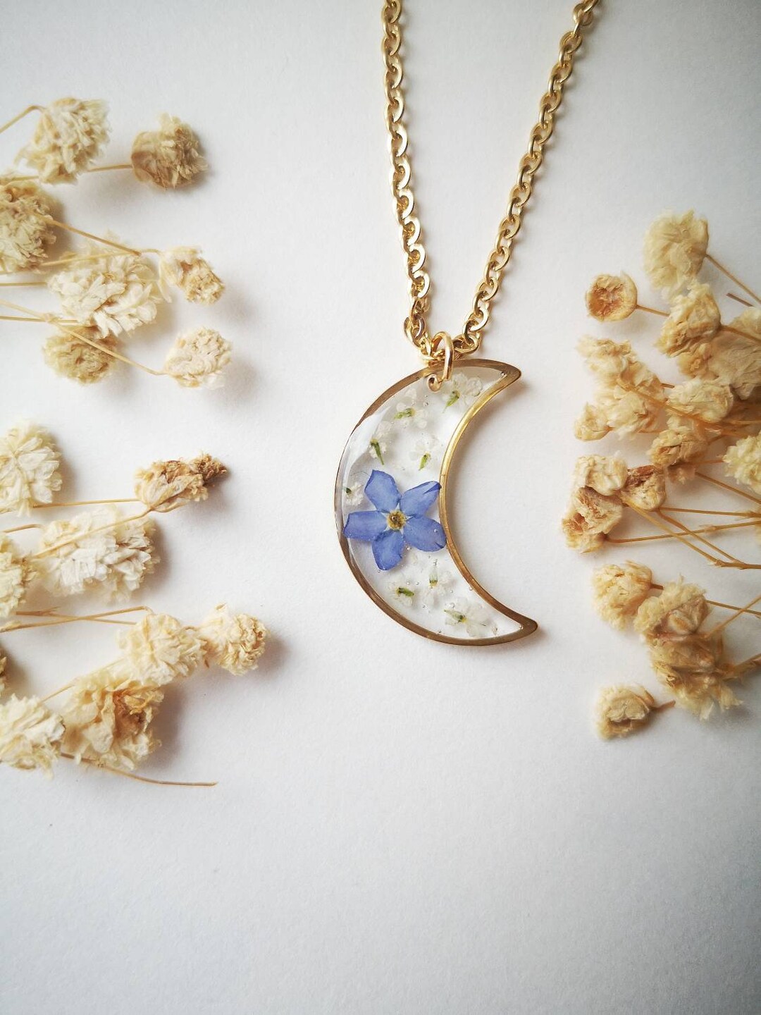 Forget Me Not Necklace,dainty Forget Me Not Jewelry, Real Flower ...