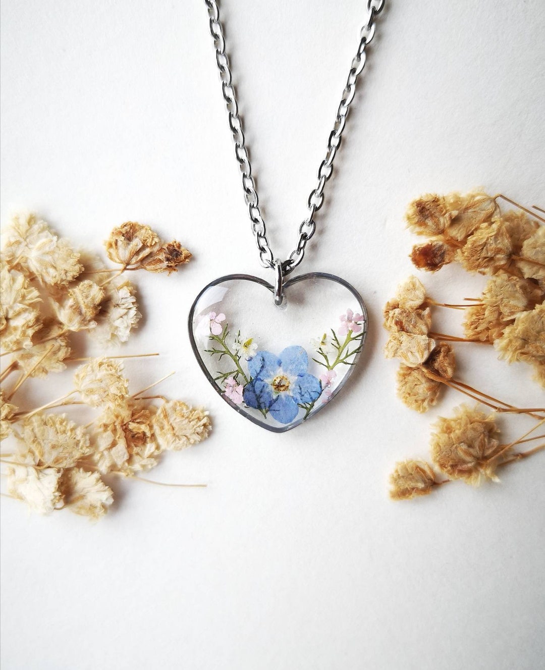 Forget Me Not Necklace,dainty Forget Me Not Jewelry, Real Flower ...