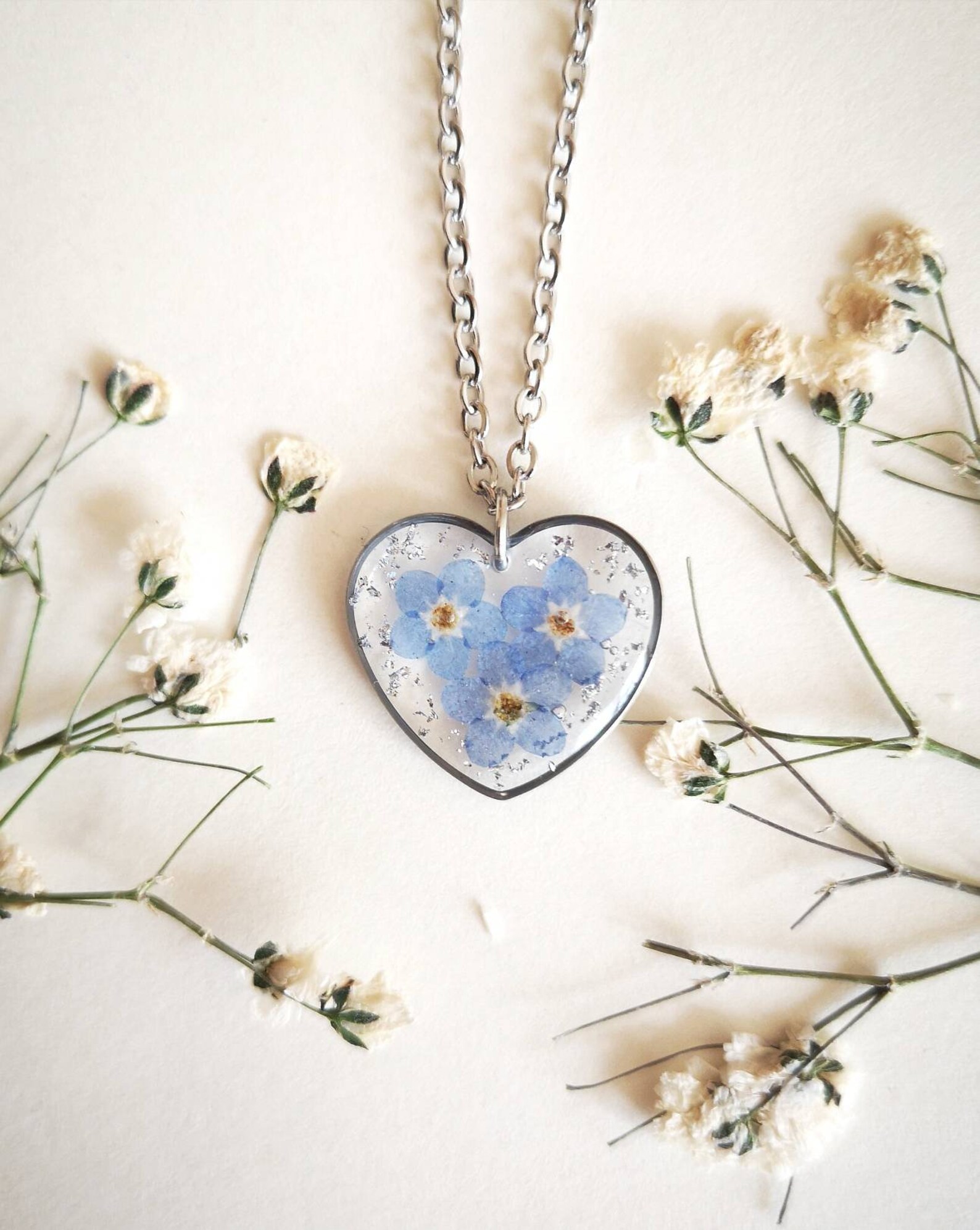 Forget Me Not Necklacedainty Forget Me Not Jewelry Real - Etsy UK