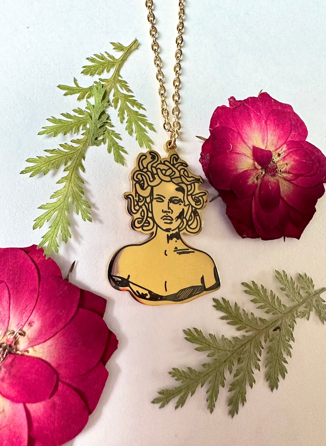 Gold Abstract Tiny Necklace| Custom Dainty Necklace| Gold Medusa ...