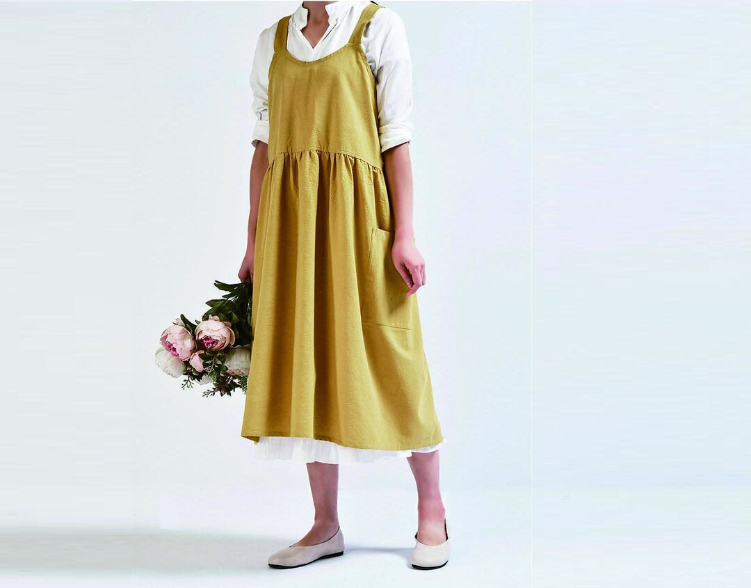 Linen Apron Dress/ Women Apron Dress/ Loose Fit Dress With Pockets - Etsy