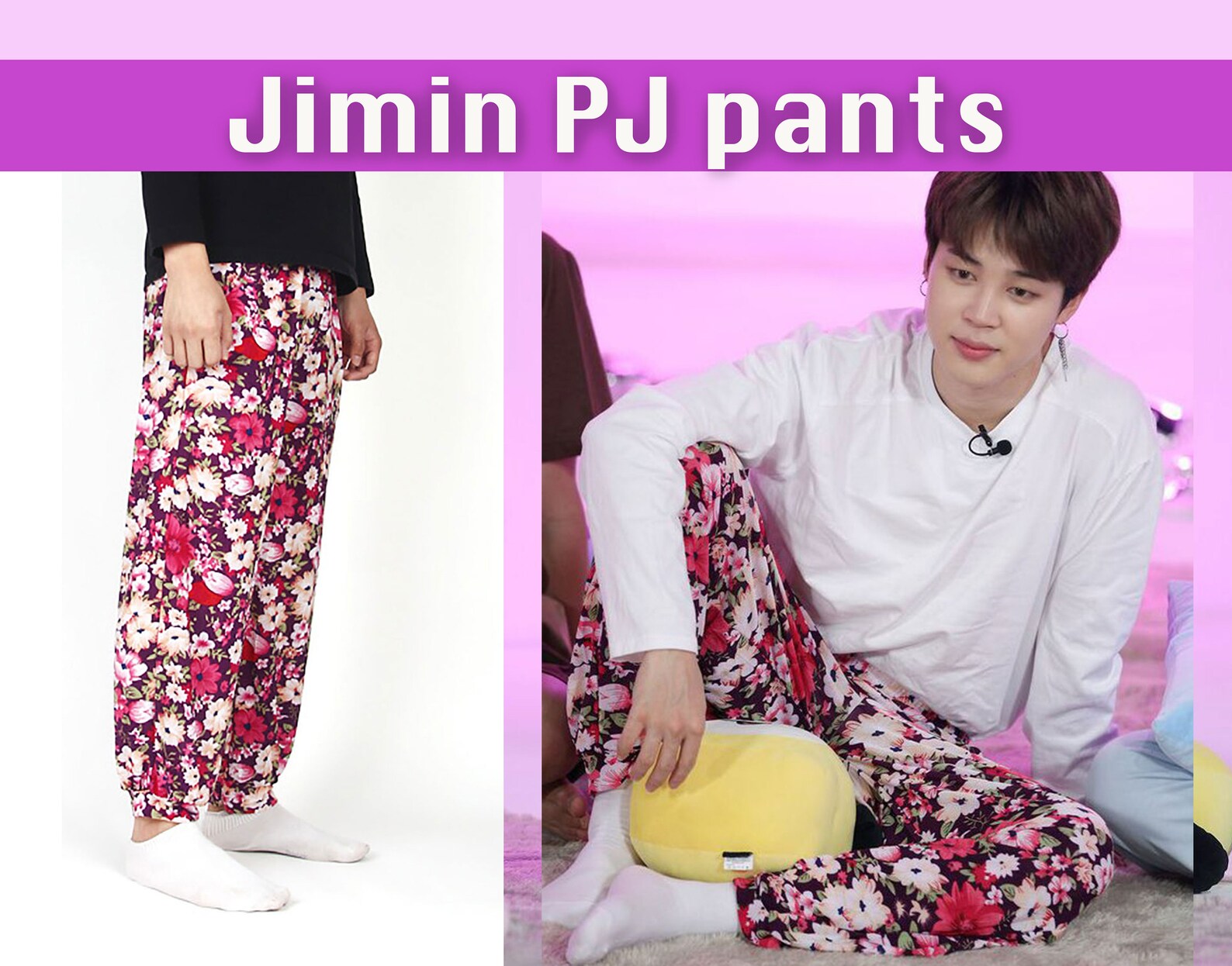 Jimin BTS PJ Pants Floral Party Pants - Etsy
