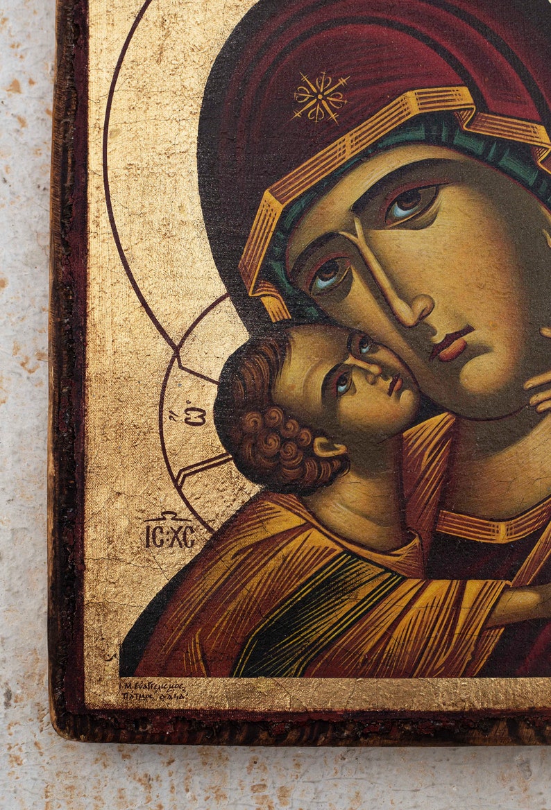 Mother Mary and Baby Jesus Icon Greek Orthodox Icon Golden - Etsy