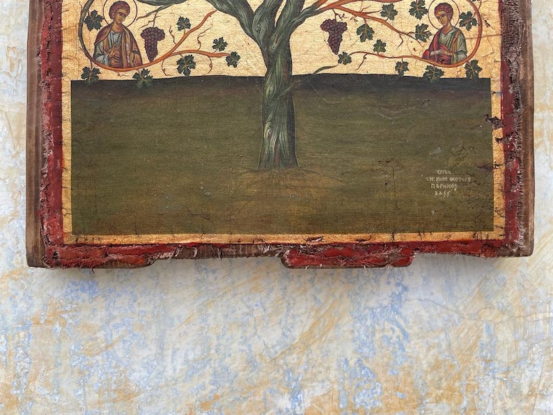 Jesus Christ "the Vine" - Greek Orthodox Icon, Golden Sheet, Aged ...
