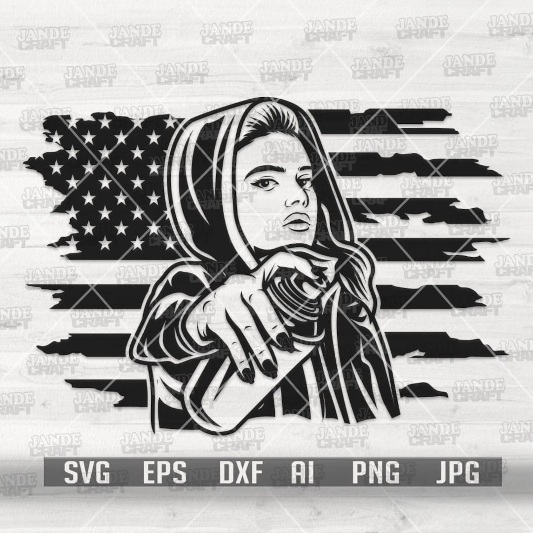 US Graffiti Girl Svg | Wall Artist Cutfile | USA Street Painter Stencil ...