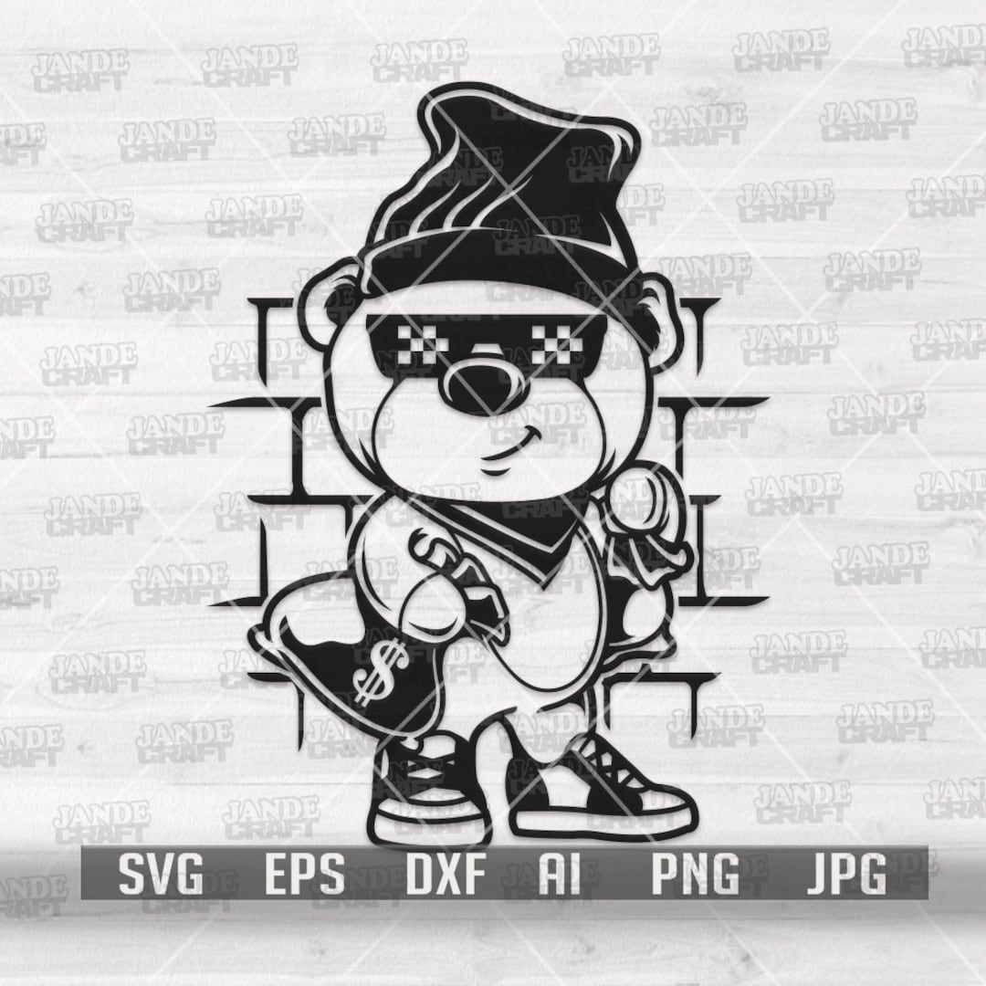 Teddy the Gangster Svg | Hipster Teddy Cut File | Bad Teddy Clipart ...