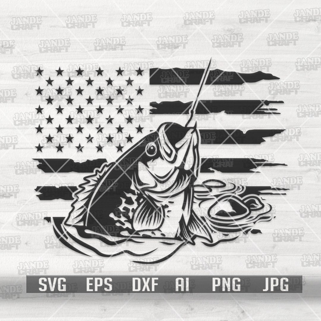 US Crappie Fish Hook Svg | USA Angler Clipart | Line Rod Cutfile | Lake ...