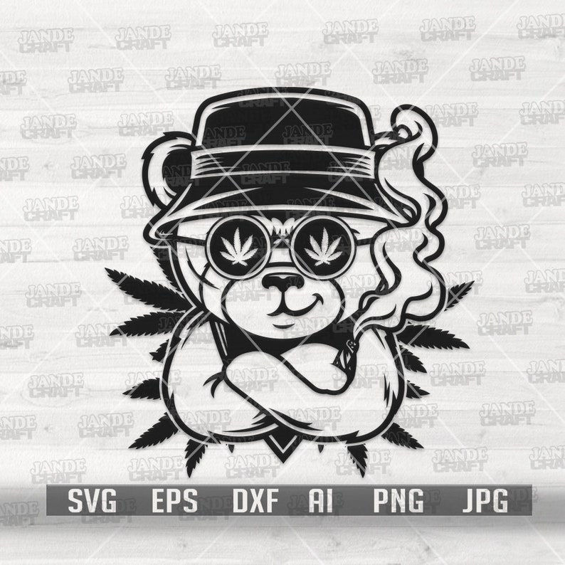 Rasta Teddy Smoking Weed Svg High Dope Bear Stencil 420 | Etsy