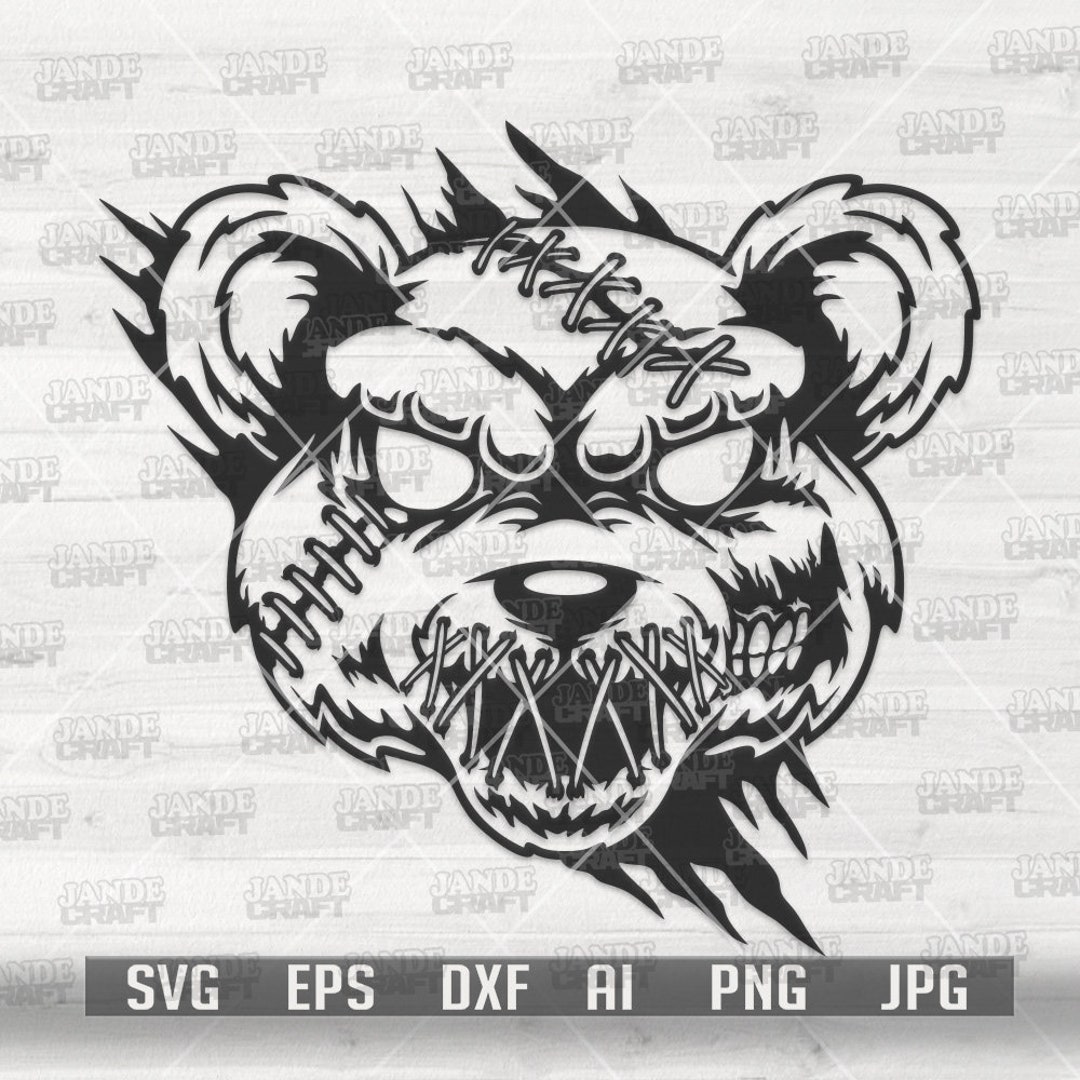 Scary Teddy Bear Svg | Halloween Horror Clipart | Killer Bear Cutfile ...